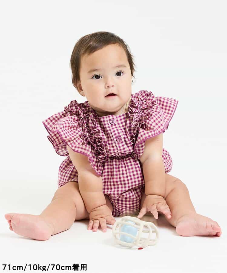 Pr 染めチェックフリルロンパス | lil kitten